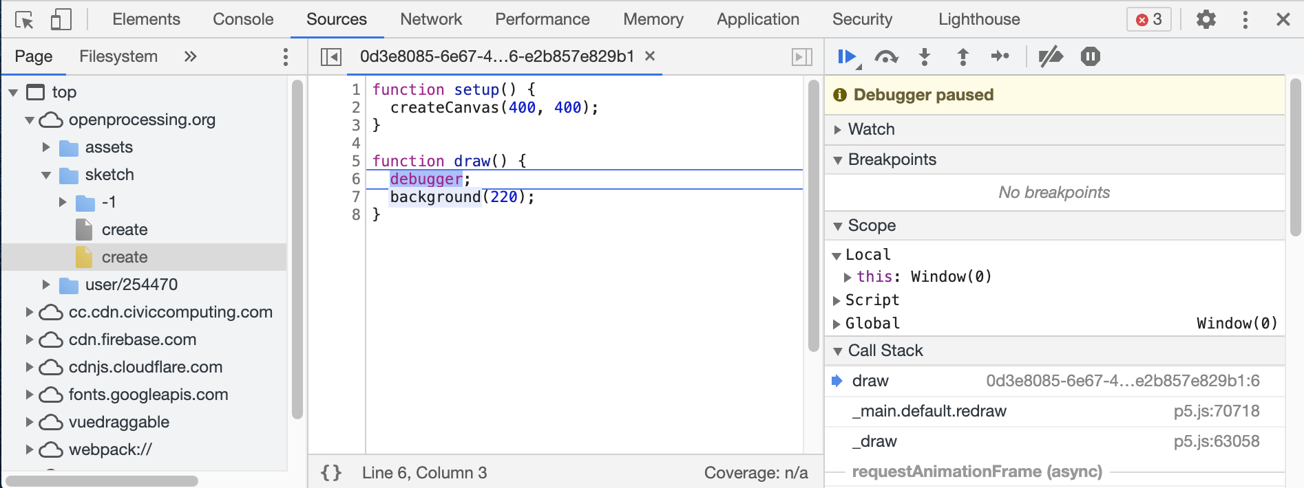 P5js Web Editor Does Not Work With Chrome Dev Tools · Issue 1853 · Processingp5js Web
